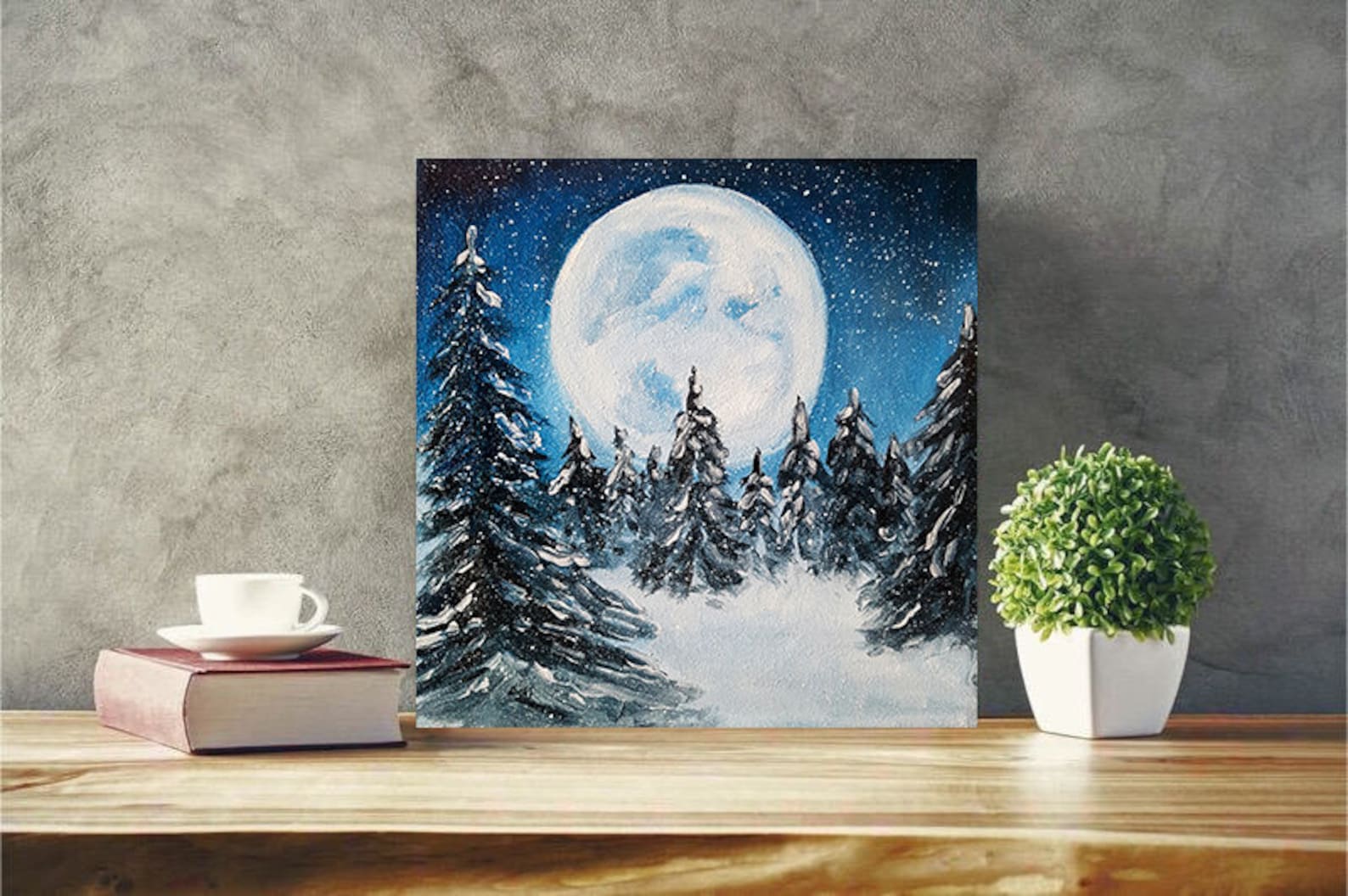 Christmas Art Mini Oil Painting Winter Original Small Art Work - Etsy