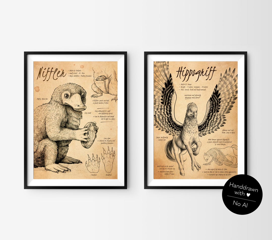 Art Print "enchanting Creatures 1" | Hand-drawn Magical Creatures in ...