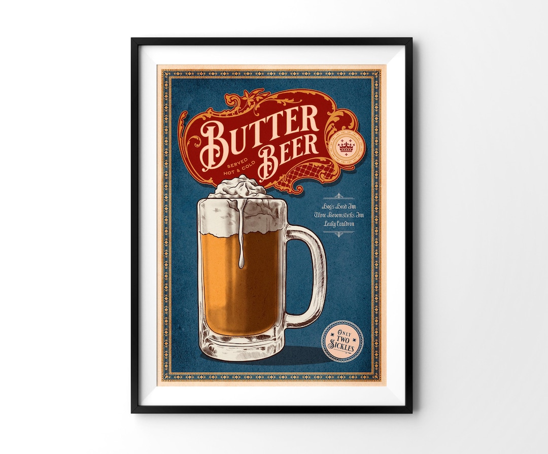 A4 Art Print "butterbeer" | Vintage Pub Poster | Magical Hand-drawn ...