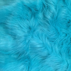 Turquoise Blue,long Pile Furry Faux Fur for Down Jacket,hoodie,scarf ...