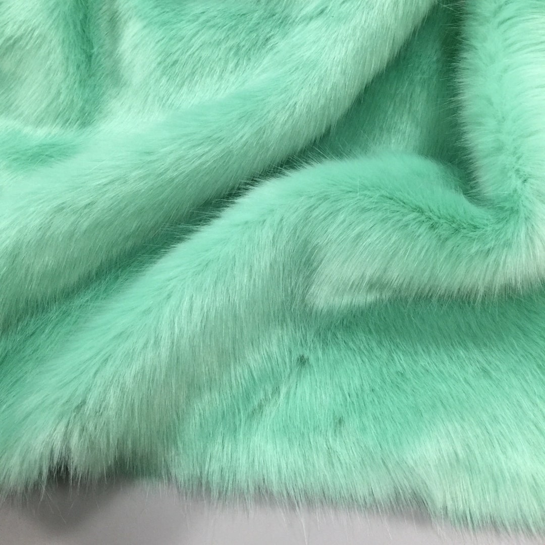Mint Green Long Pile Fluffy Faux Fur for Down Jacket,hoodie,scarf,shawl ...