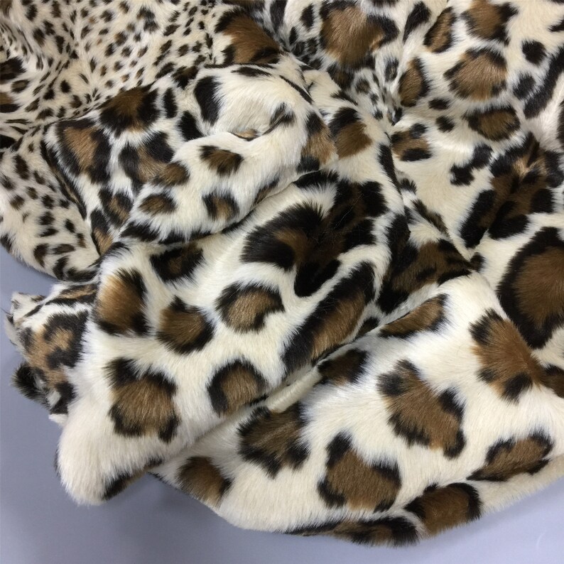 Animal Leopard Print Color Long Pile Furry Faux Fur Fabric | Etsy
