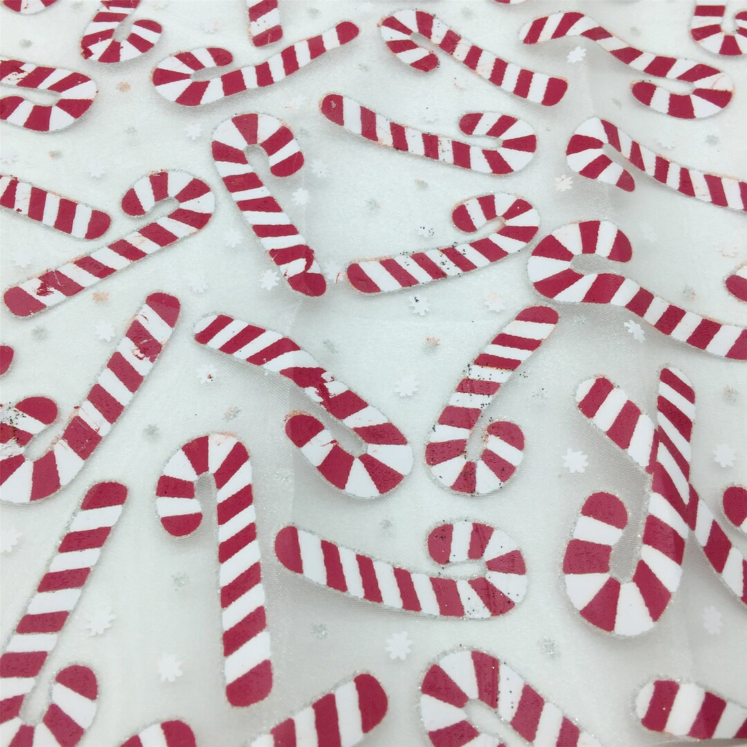Candy Canes Fabriccrutch Print Christmas Fabricmesh - Etsy