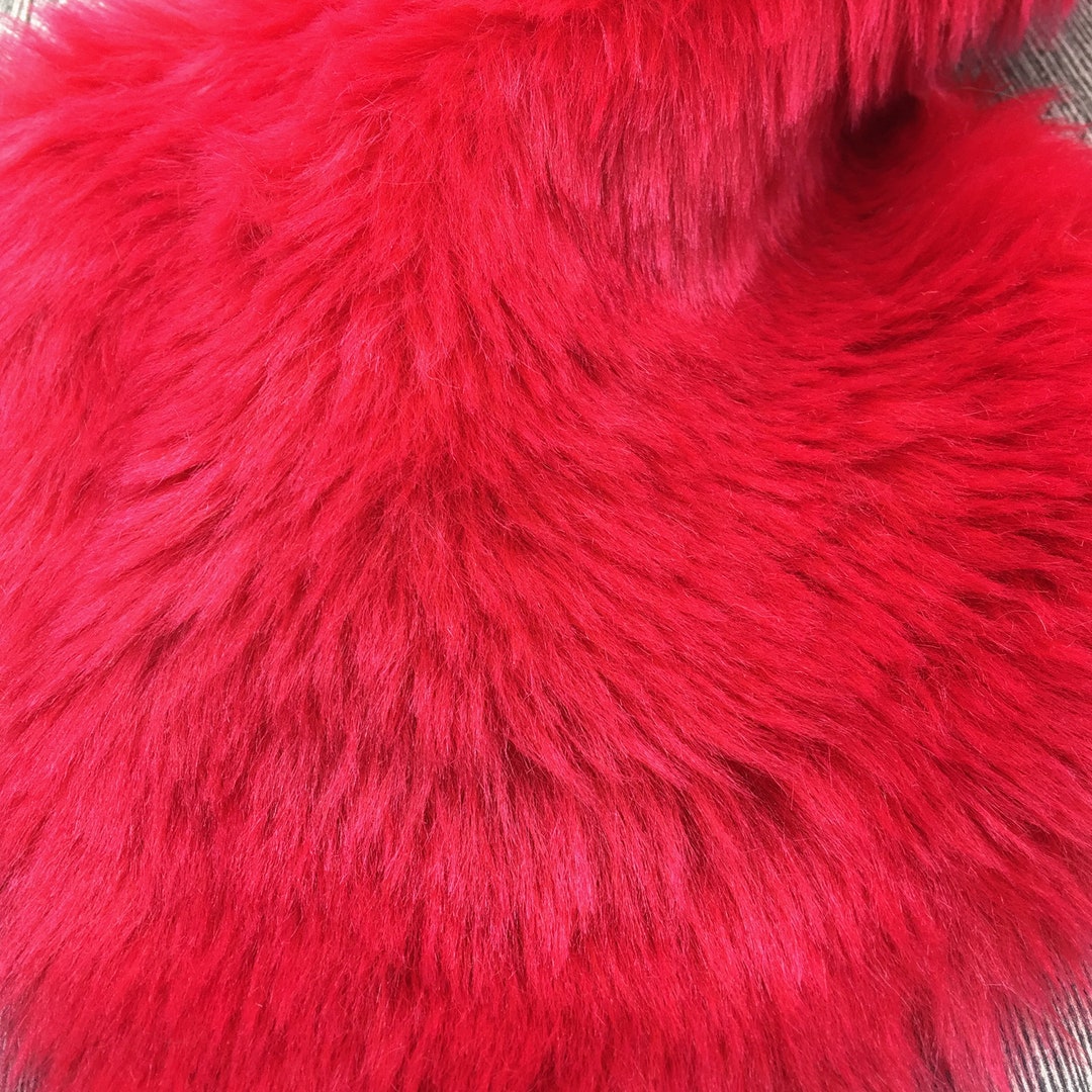 Christmas Red Colors,long Pile Furry Faux Fur Fabric for Home Decor ...