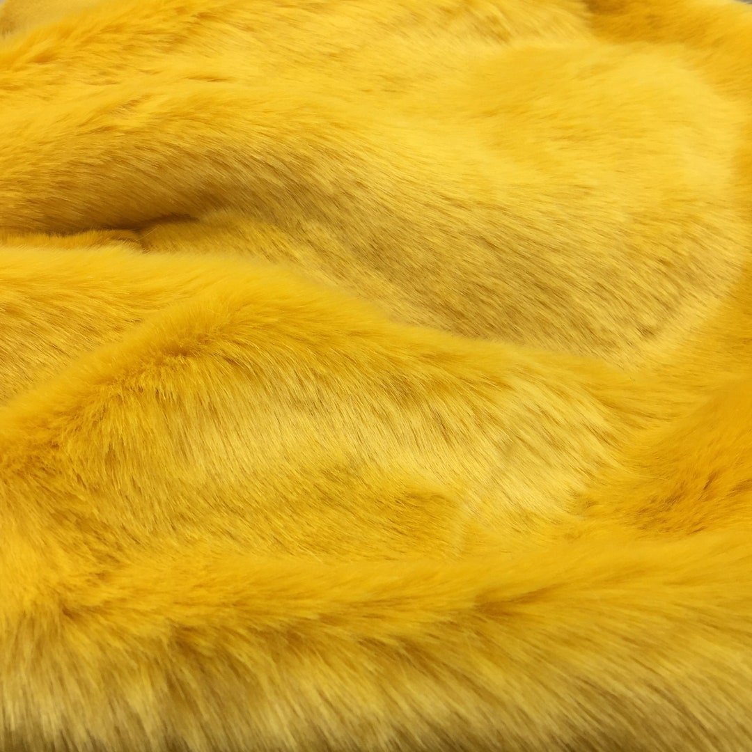 Mango Yellow Premium Soft Bunny Fur Short Pile Faux Rabbit Fur Fabric ...