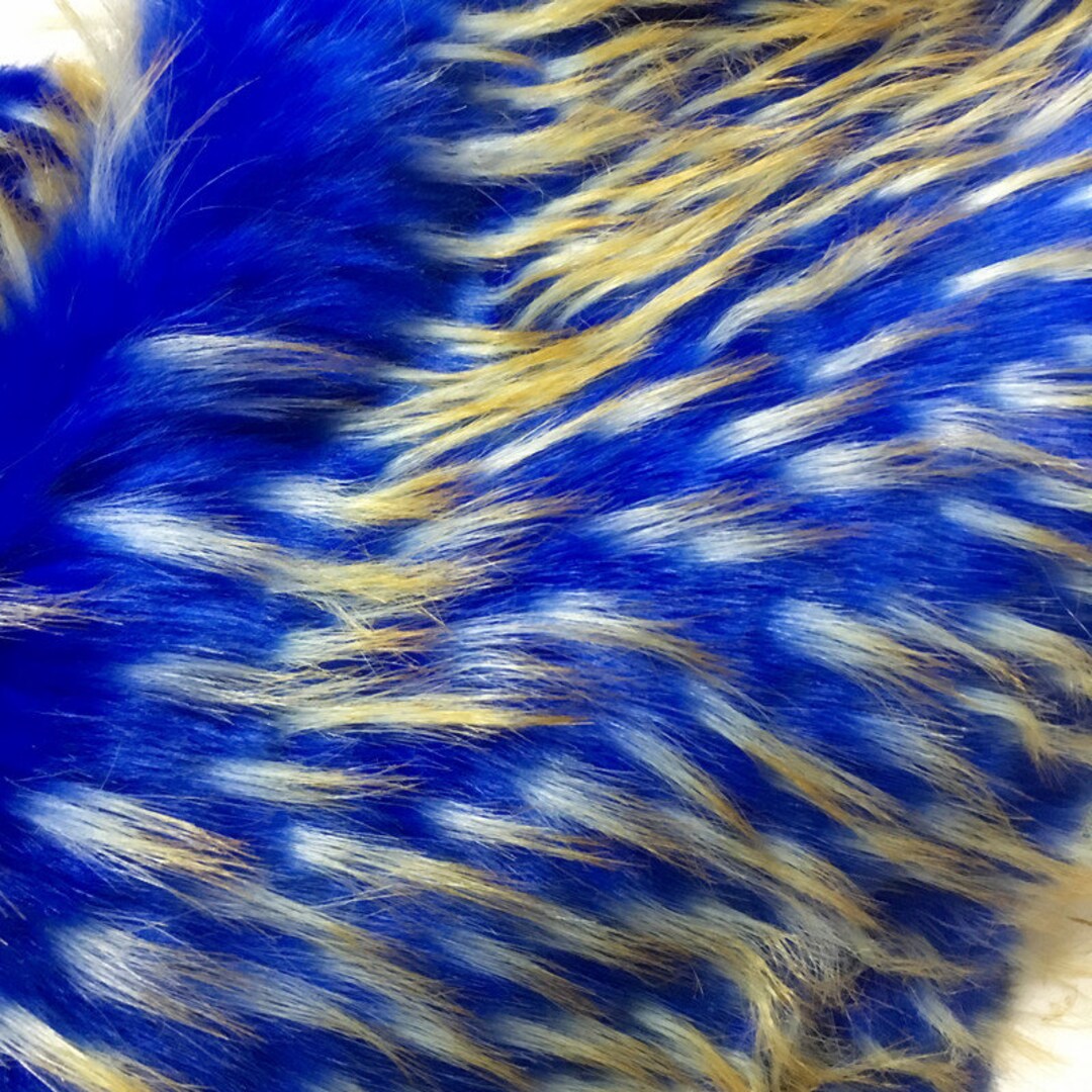 Bright Blue Mix Faux Raccoon Fur Long Pile Fursuit Head Monster Hair ...