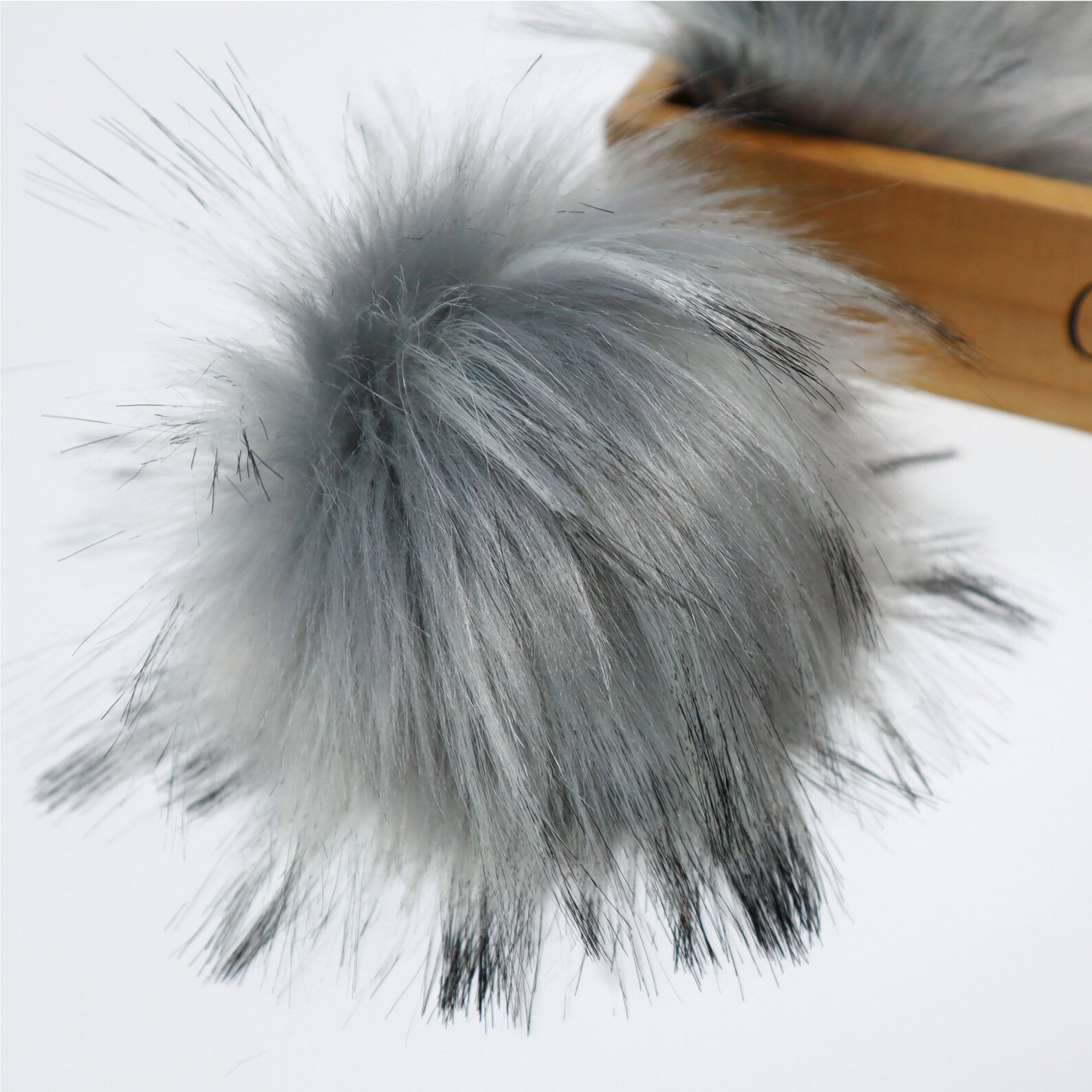 6 Pieces Faux Fur Pom Poms Light Grey Colors Snap on Fluffy - Etsy