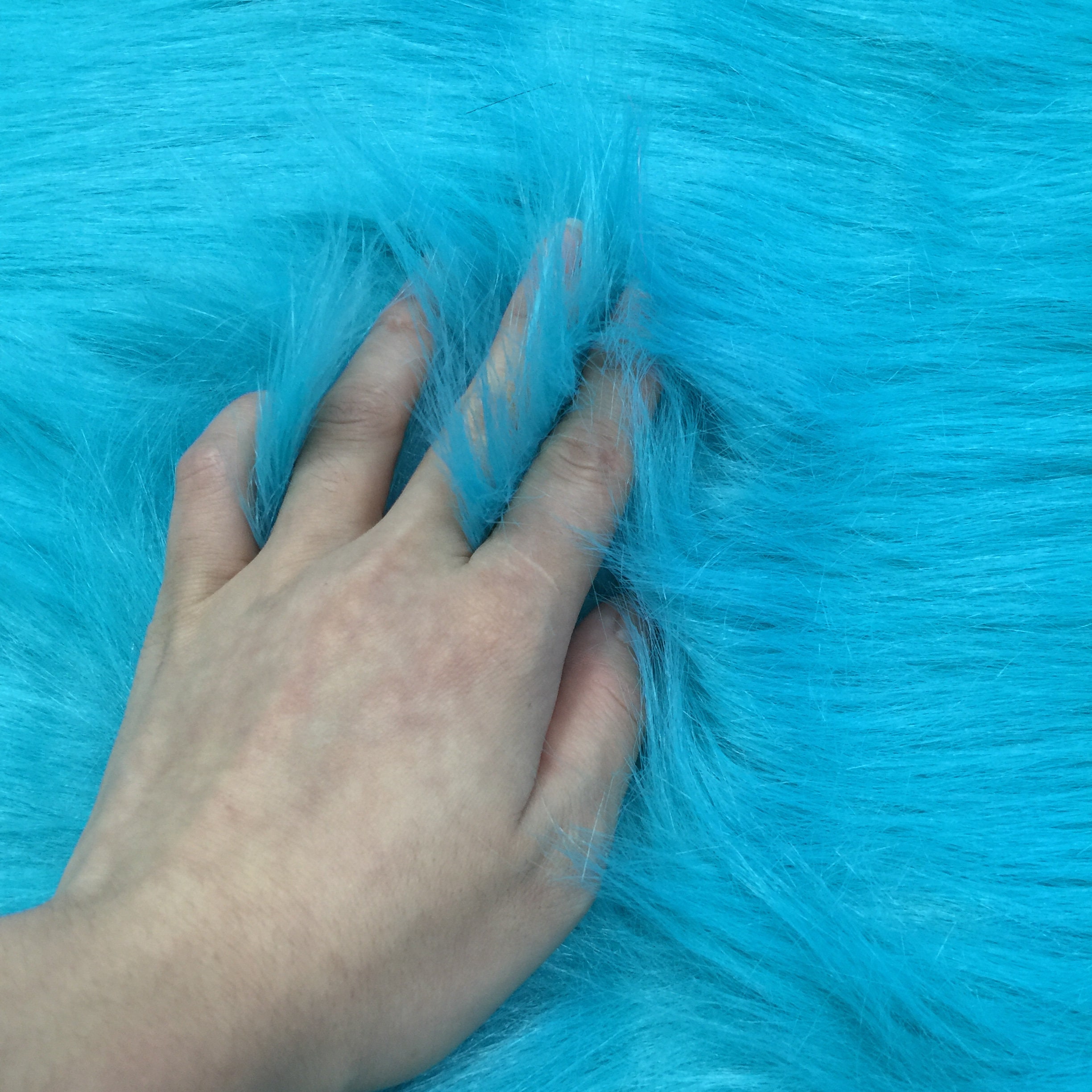 Turquoise BlueLong Pile Furry Faux Fur for Down | Etsy