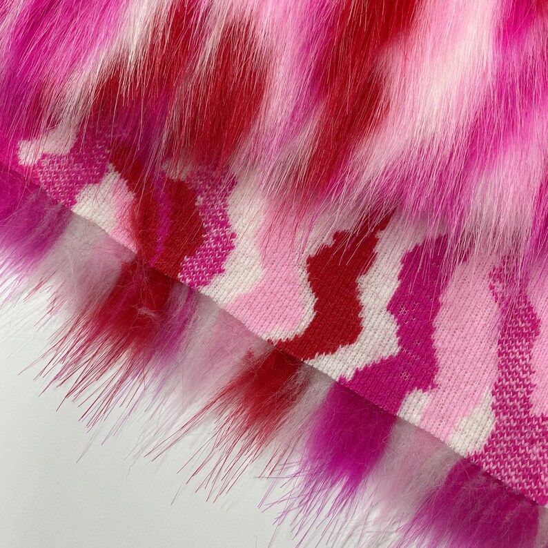 Wavy Rainbow Faux Fur Fabric Jacquard Fake Fox Fur High | Etsy