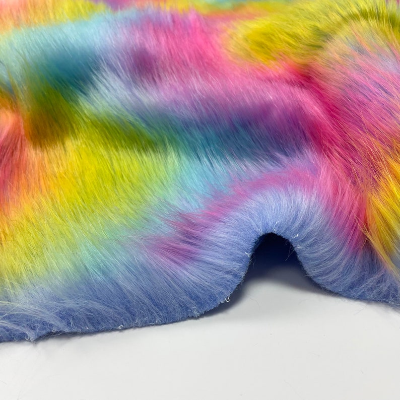 Rainbow Faux Fur Jacquard Long Pile Raccoon Fake Fur High - Etsy