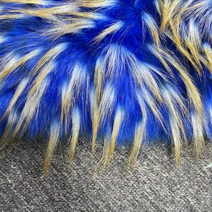Bright Blue Mix Faux Raccoon Fur Long Pile Fursuit Head Monster Hair ...