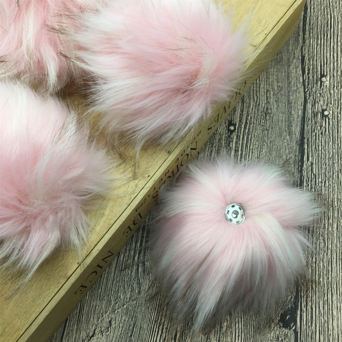 6 Pieces Baby Pink Mixed White Faux Fur Pom Poms Fluffy Faux - Etsy