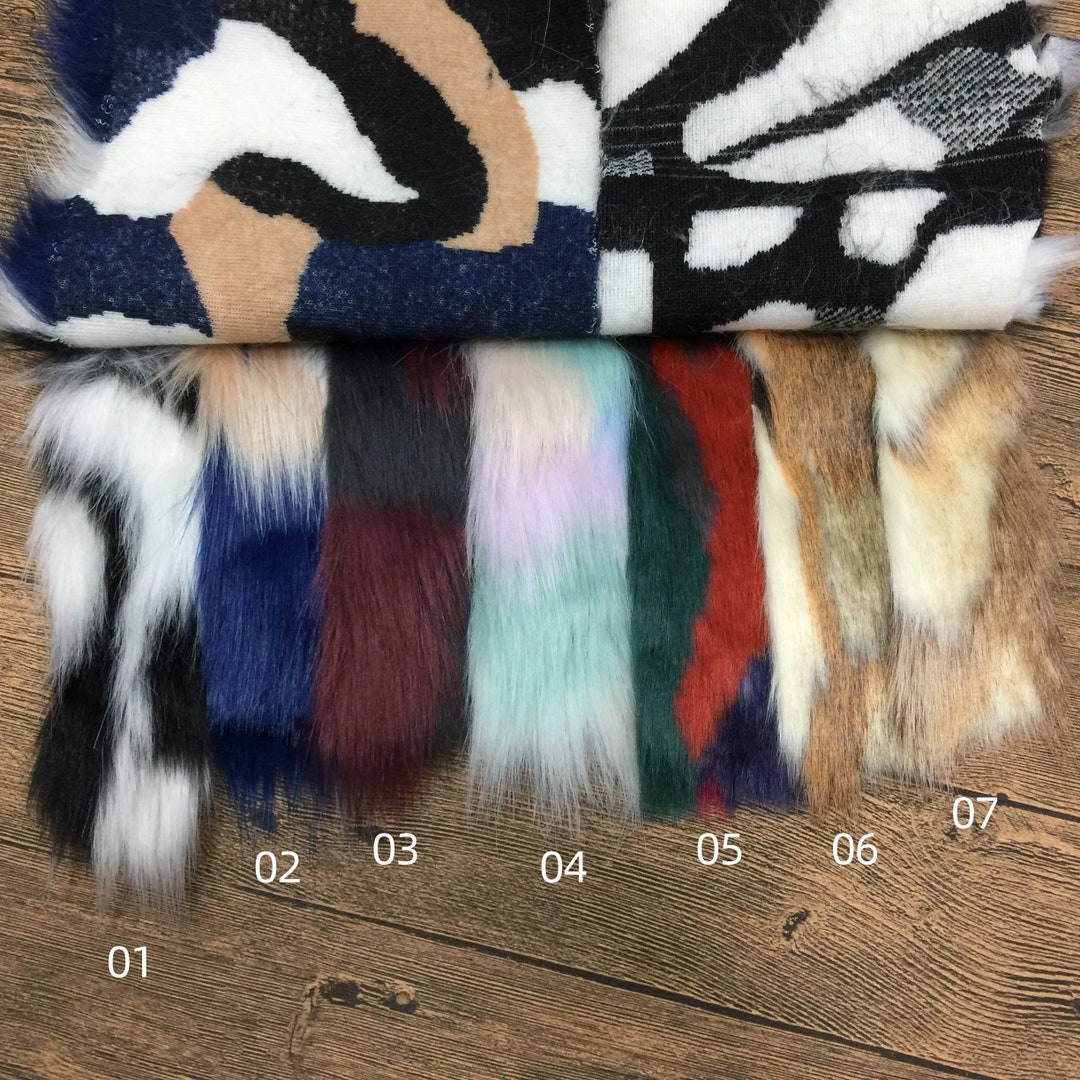 Multi Tone Fake Furjacquard Faux Fox Fur Fabricfluffy Fur - Etsy
