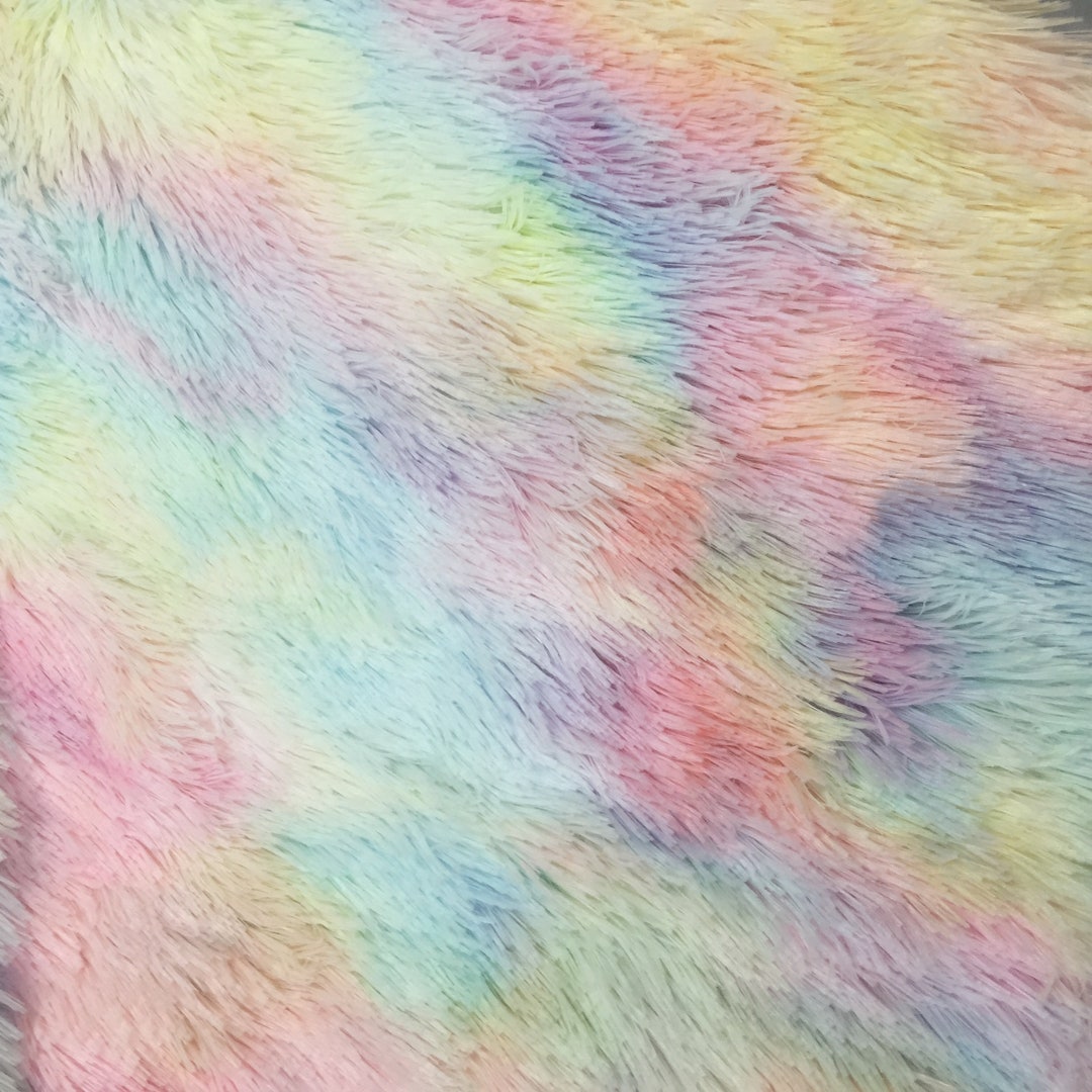 Ultra Soft Rainbow Multi Colors Long Pile Gradient Tie Dye Faux Fur ...