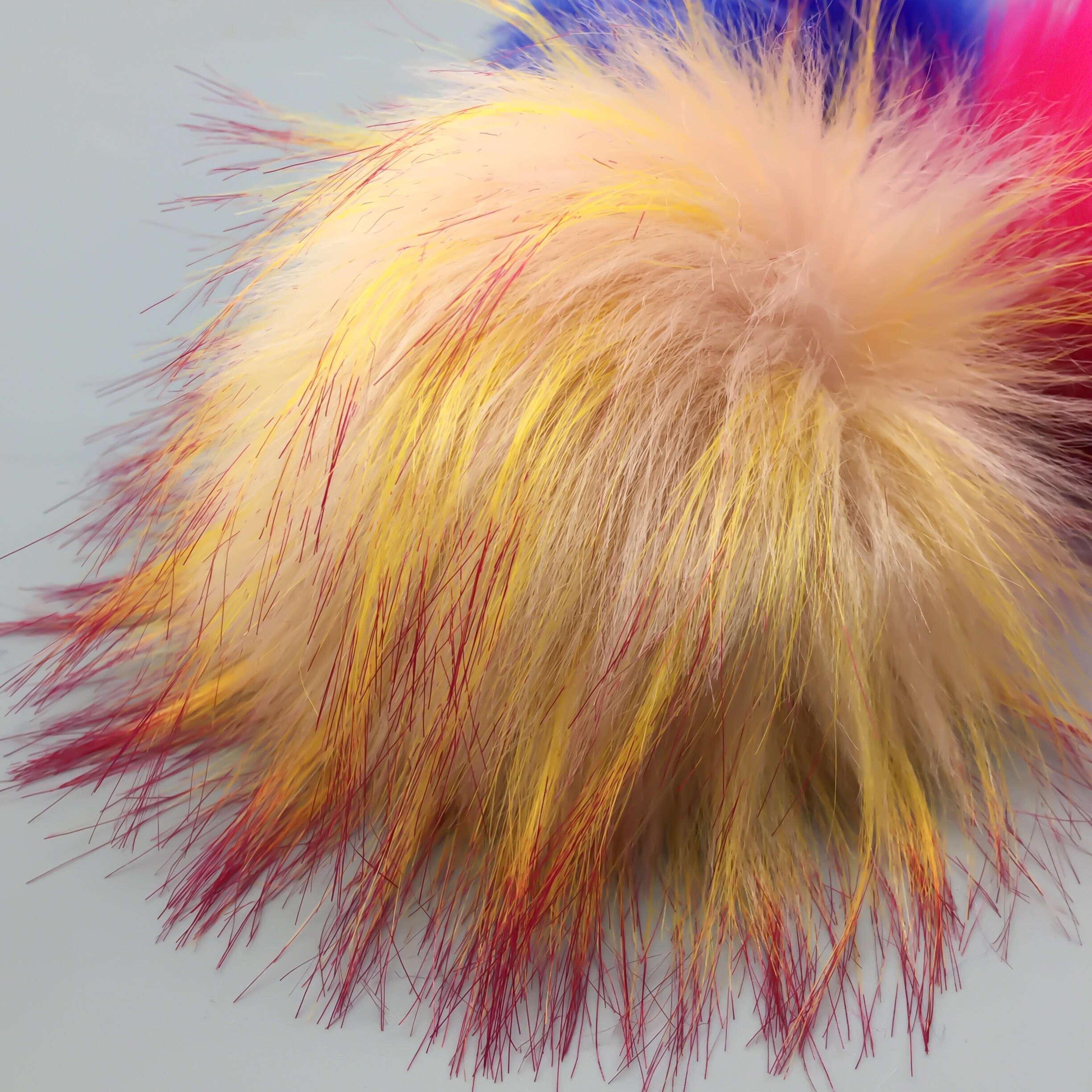 6 Pieces Blue/Pink/Red Faux Fur Pom Poms Colorful Furry Vegan | Etsy