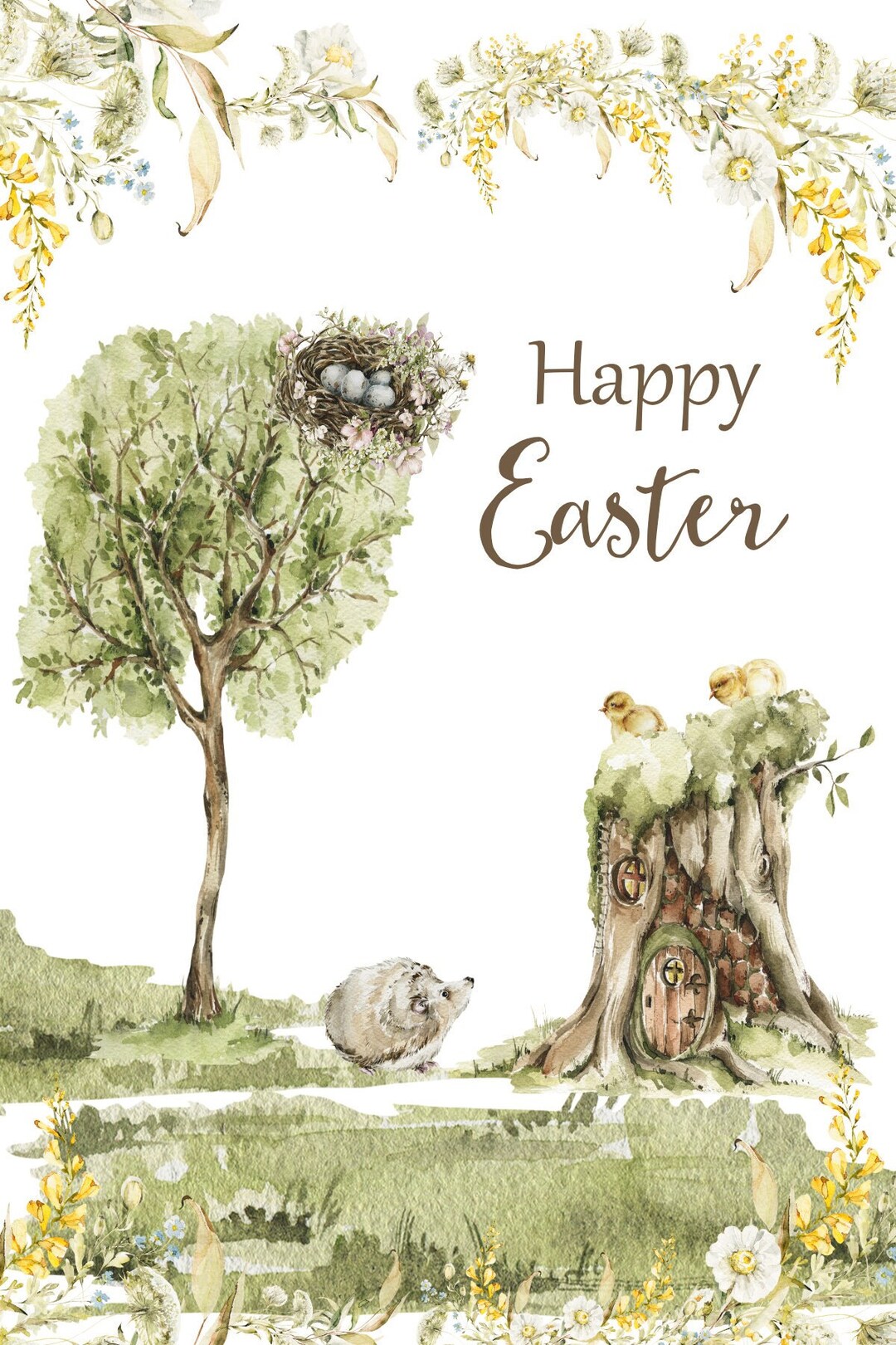 Printable Easter Card, Digital Download Easter Card Card, Woodland ...