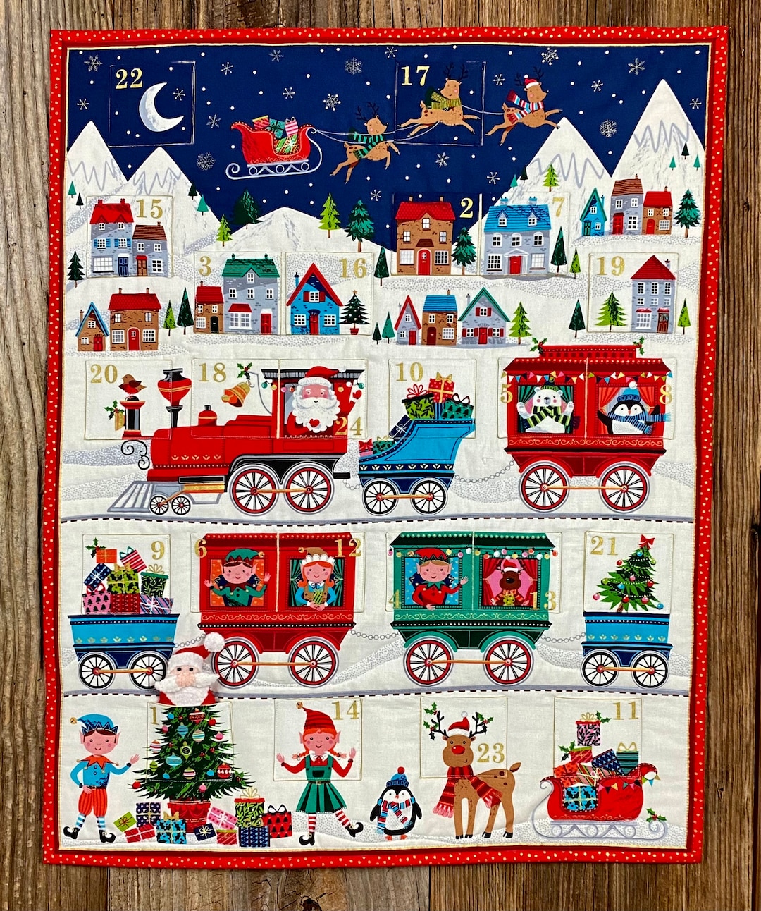 Christmas Advent Calendar With Santa Ornament quilted Christmas ...