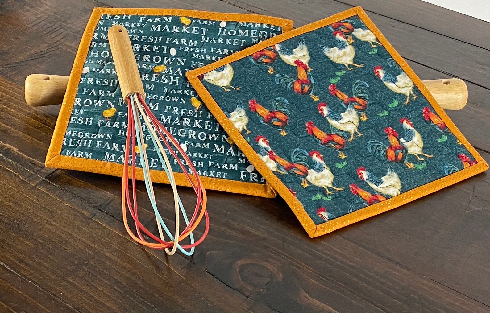 Quilted Farmhouse Pot Holders Chicken & Rooster Potholders - Etsy