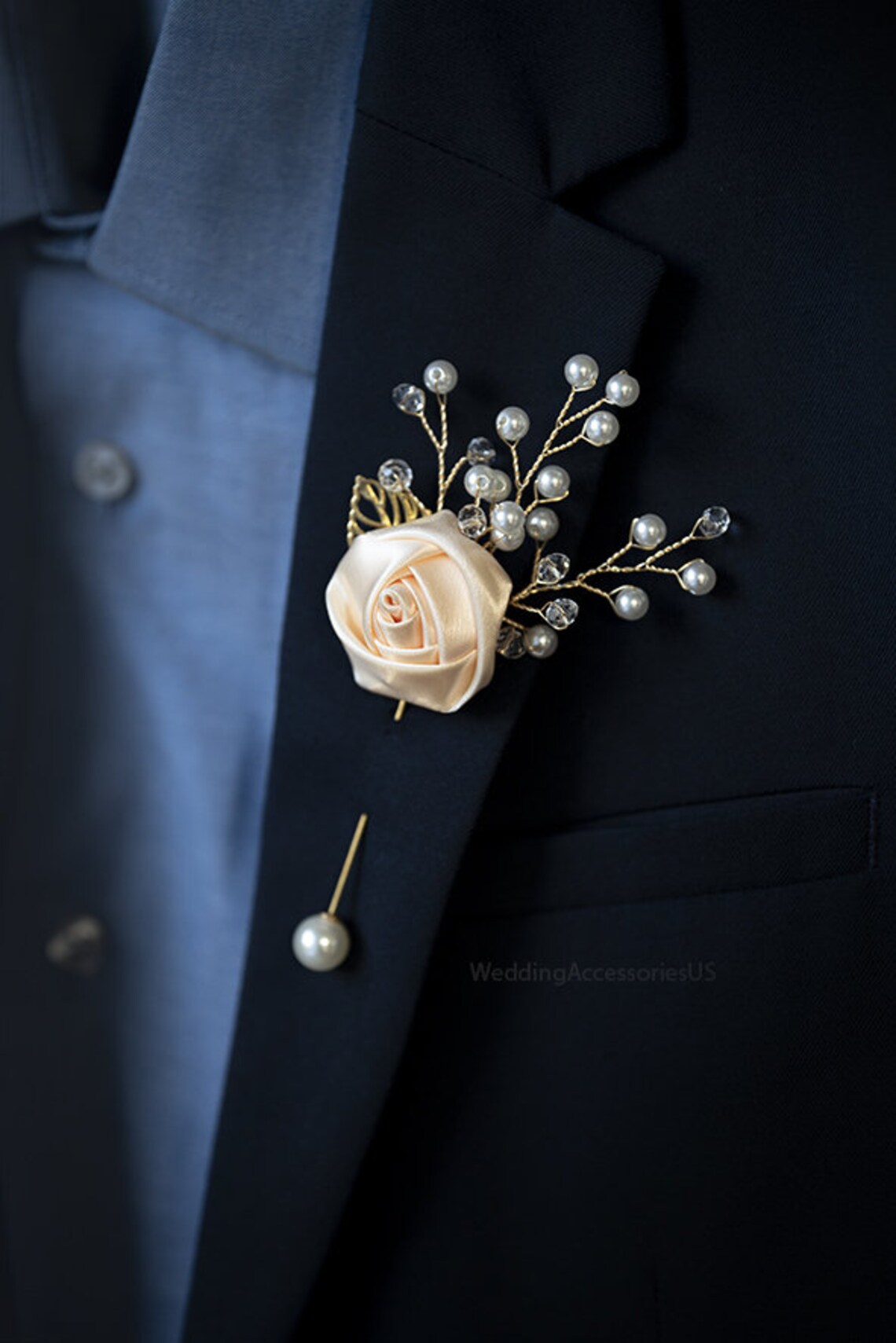 Gold Boutonniere Brooch Boutonniere Gold Wedding Grooms Pin - Etsy