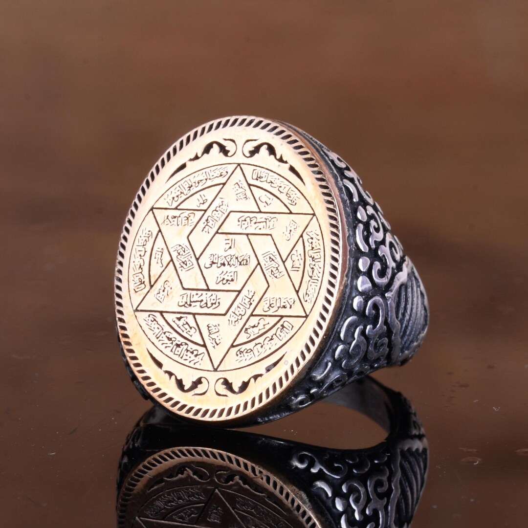 925 Sterling Silver Men's Star of David Ring Seal of Solomon Religious ...