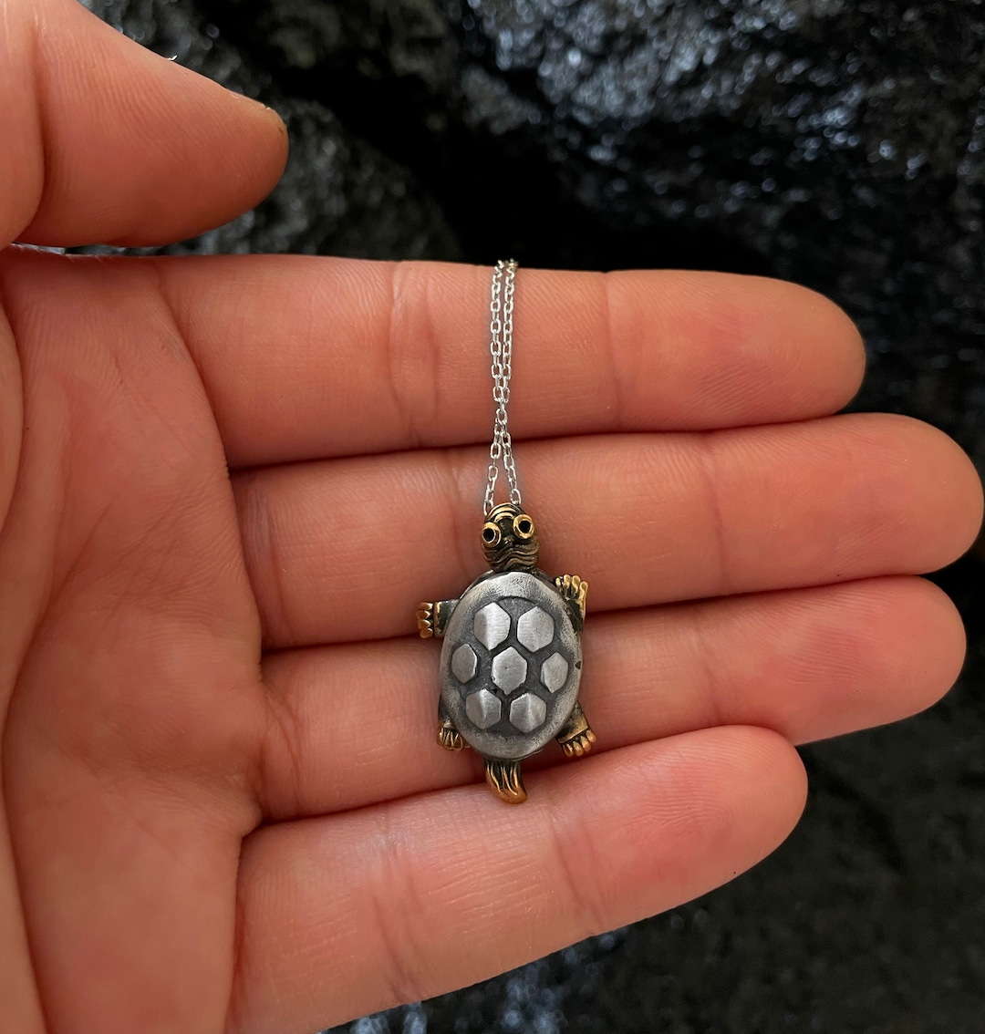 925 Sterling Silver Turtle Necklace, Men's Silver Necklace, Tortoise ...