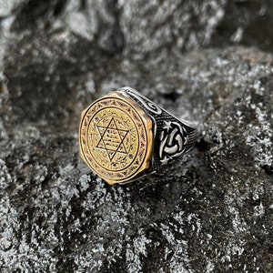Solomon Talisman, Star of Solomon Ring, Kabbalah Ring, 925 Sterling ...