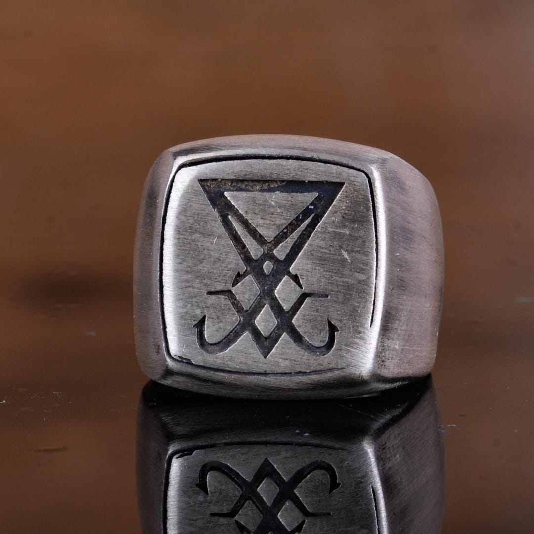 Sigil of Lucifer Ring for Men 925 Sterling Silver Devil Seal Ring Satan ...
