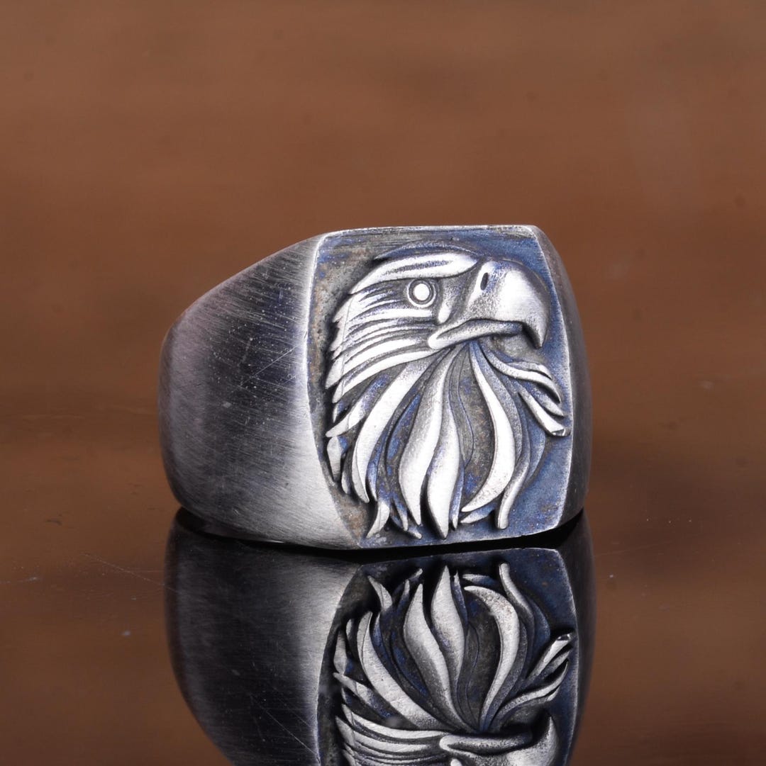 Mens Eagle Ring 925 Sterling Silver Animal Design Ring Bold Masculine ...