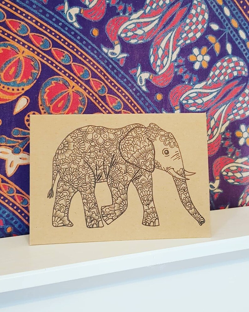 Mandala Elephant Card - Etsy