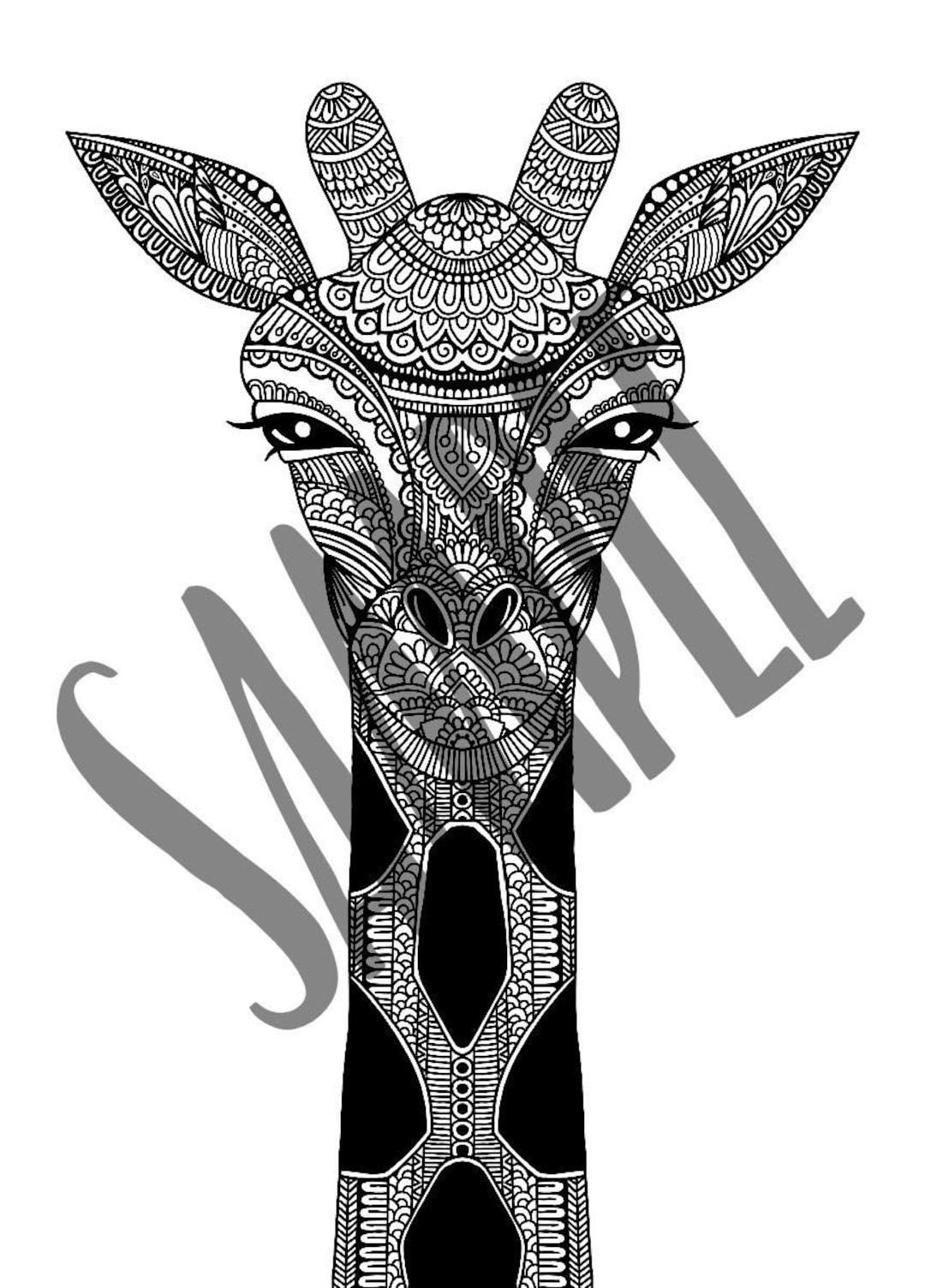 Giraffe Mandala Colouring Page - Etsy