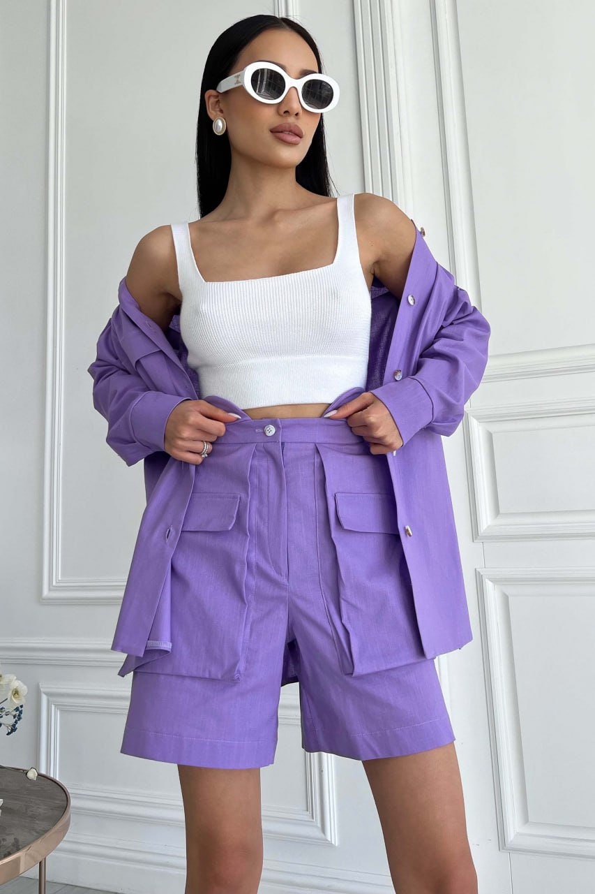 Linen Shorts and Shirt Suit 2pc Work-to-weekend Vibes Linen - Etsy UK