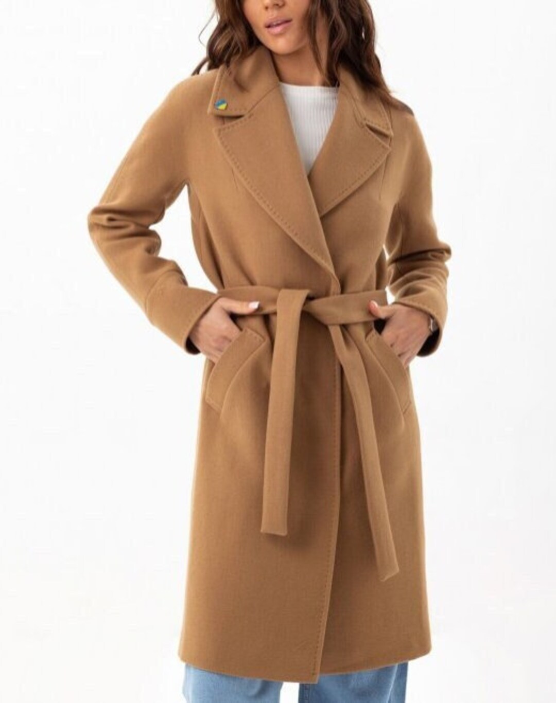 Wool Stylish Coat, Autumn Spring Warm Coat With Side Pockets, Notch ...