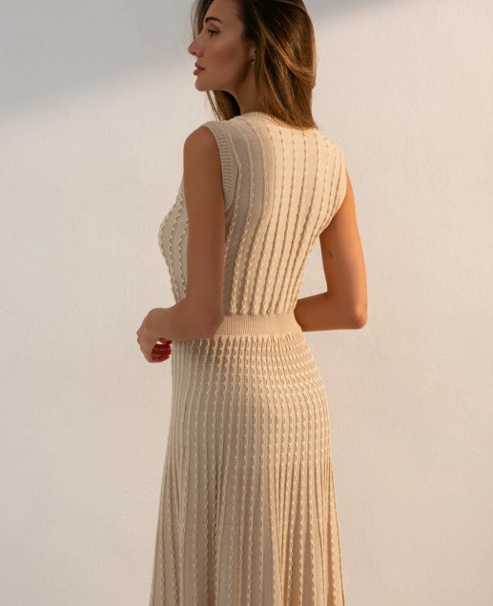 Elegant Openwork Knitted Dress Cotton Knitted Skater Dress - Etsy