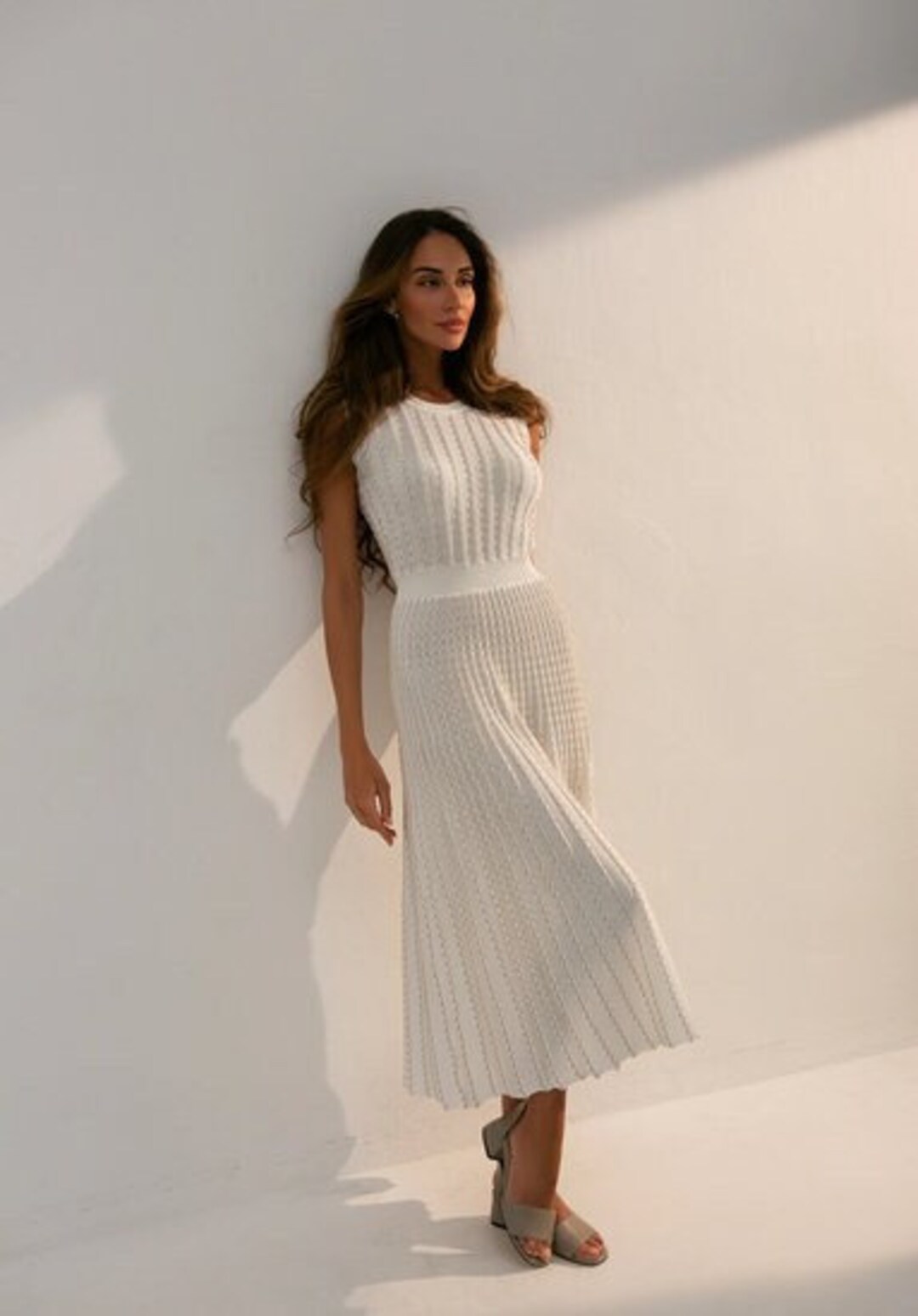 Elegant Openwork Knitted Dress Cotton Knitted Skater Dress - Etsy