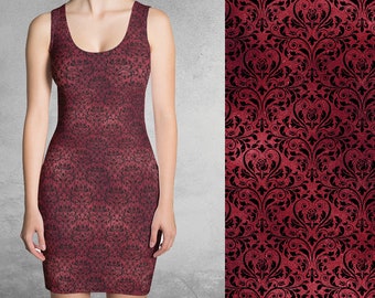 Damask print dress | Etsy