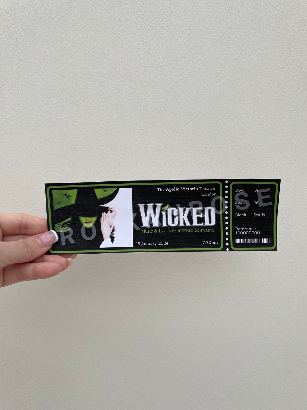 Wicked - PDF Digital Download Custom Souvenir Theatre Tickets West End ...