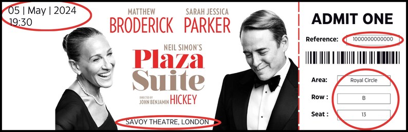 Plaza Suite PDF Digital Download Custom Souvenir Theatre Tickets West ...