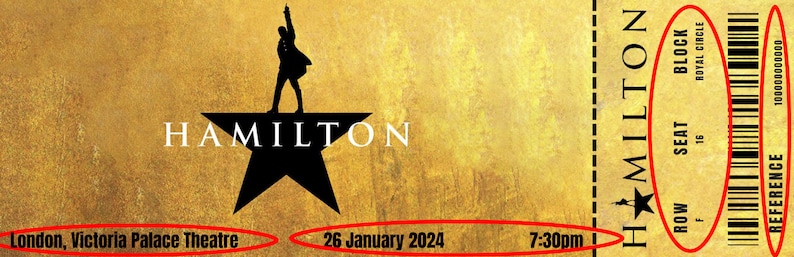 Hamilton - PDF Digital Download Custom Souvenir Theatre Tickets West ...