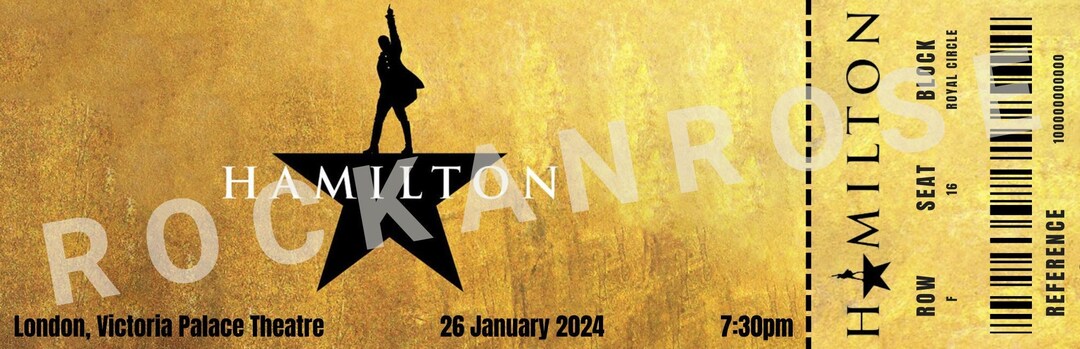Hamilton PDF Digital Download Custom Souvenir Theatre Tickets West End ...