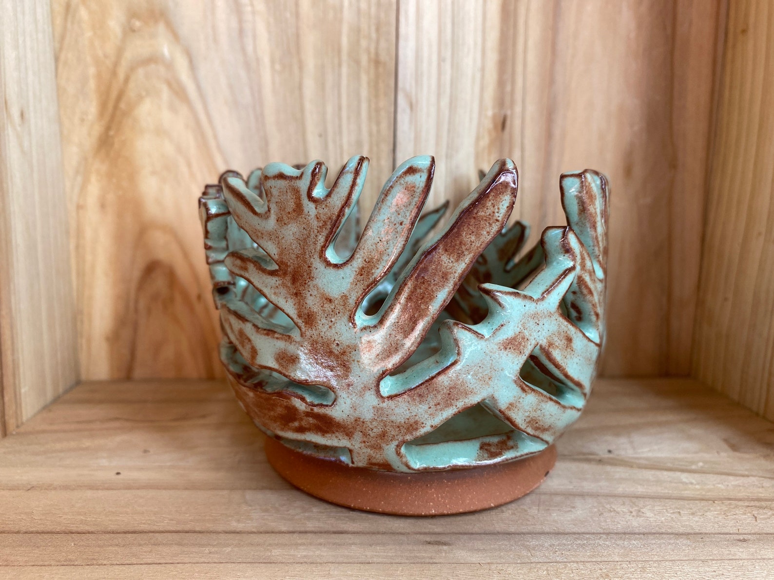 Mint Green Carved Fern Decorative Bowl - Etsy UK