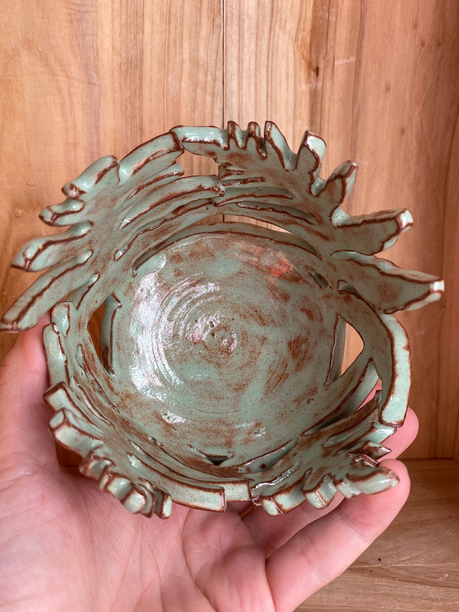 Mint Green Carved Fern Decorative Bowl - Etsy UK