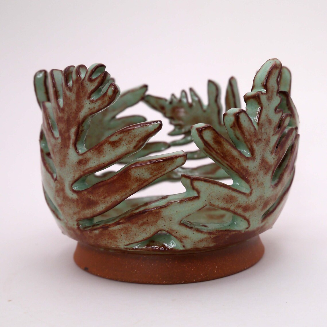 Mint Green Carved Fern Decorative Bowl | Etsy