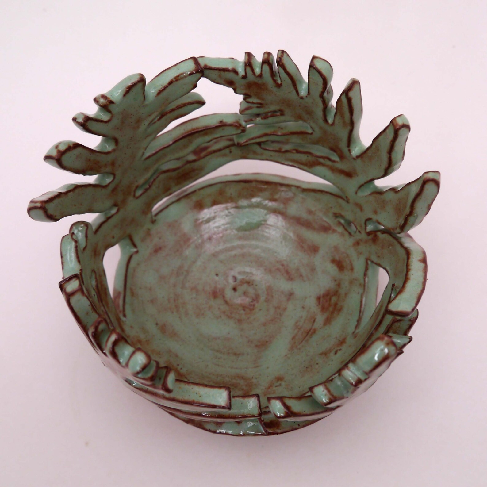 Mint Green Carved Fern Decorative Bowl | Etsy