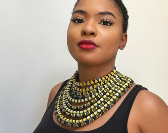 Ankara / African Print Fabric Multistrand Bib Necklaces. Free - Etsy