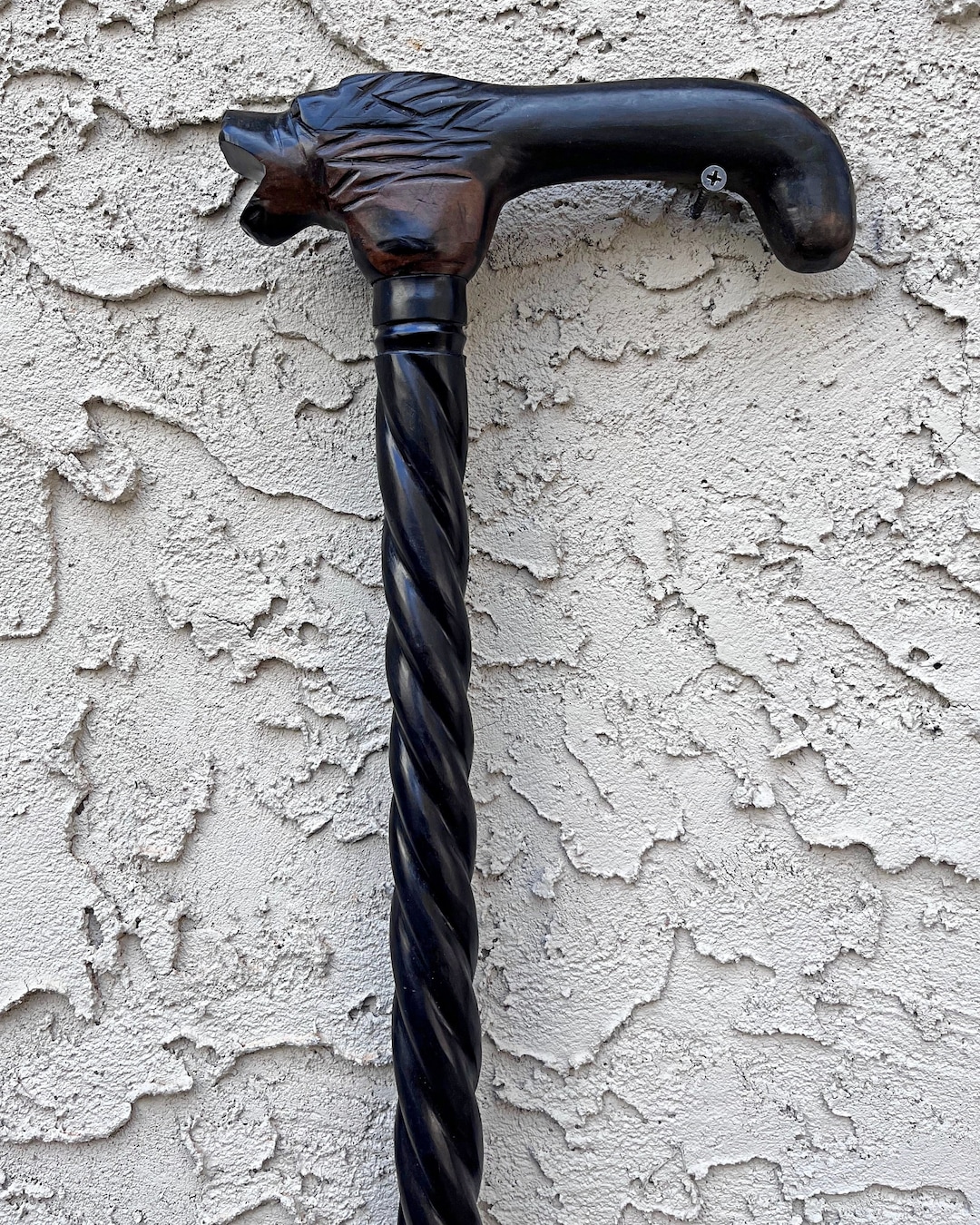 Lion Head Carved African Walking Cane / Ebony Wood Walking Stick ...