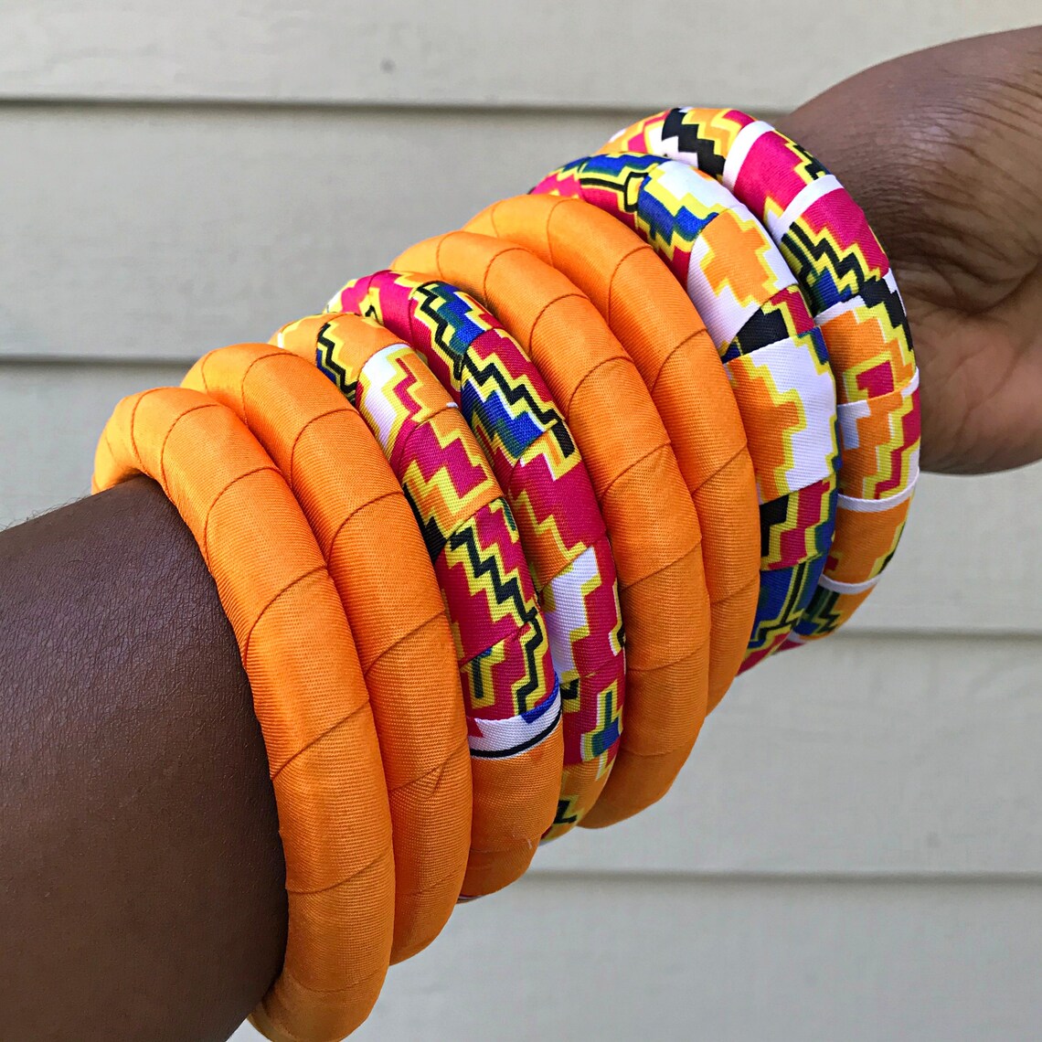 SET OF 6 African Print Bangle Bracelets /ankara Bangles / - Etsy