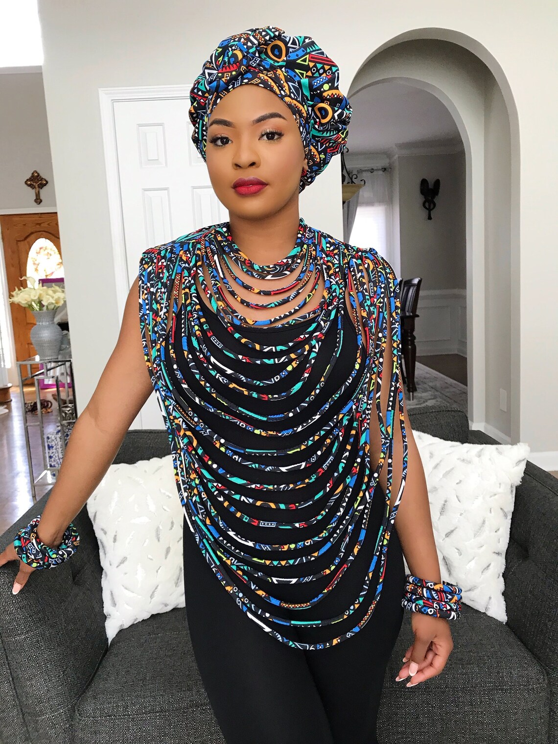 Ndop African Multi Strands Statement Choker Necklace / Atoghu - Etsy