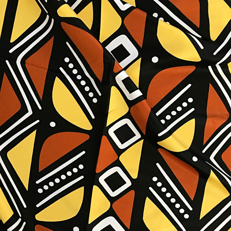 Bogolan Pattern African Print Silk Fabric / Mudcloth Satin - Etsy