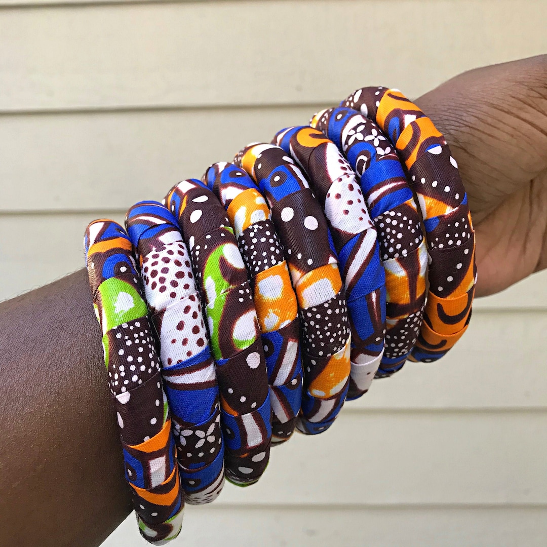SET OF 6 African Print Bangle Bracelets /ankara Bangles / Ankara ...