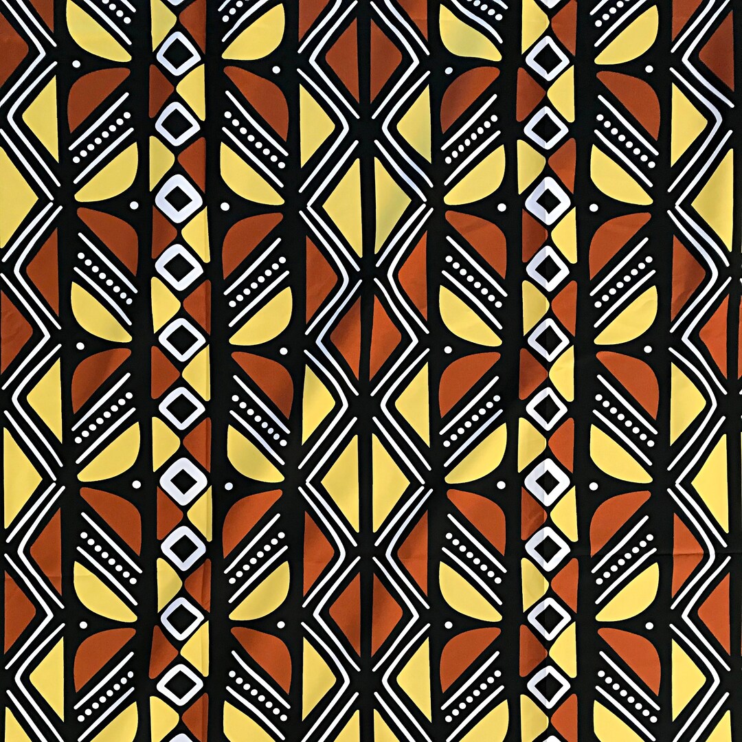 Bogolan Pattern African Print Silk Fabric / Mudcloth Satin African ...